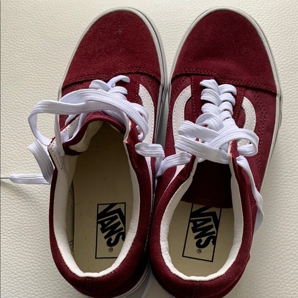 Vans | Shoes | Vans Maroon And White Classic Sneakers | Poshmark